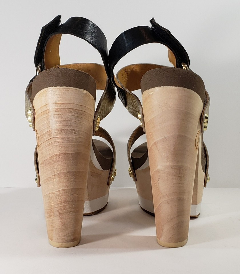 FLOGG Platform Sandals Clogs Heels, Size 8, Light Gold Leather *NICE ...