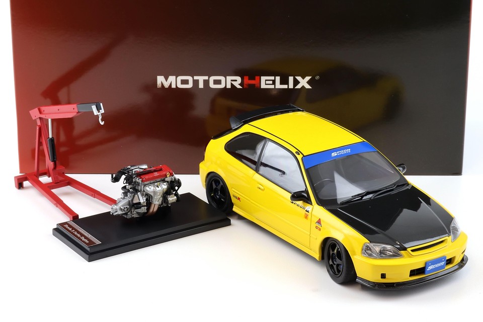 1:18 Motorhelix Honda Civic Type R (EK9) SPOON Sunlight yellow + engine ...