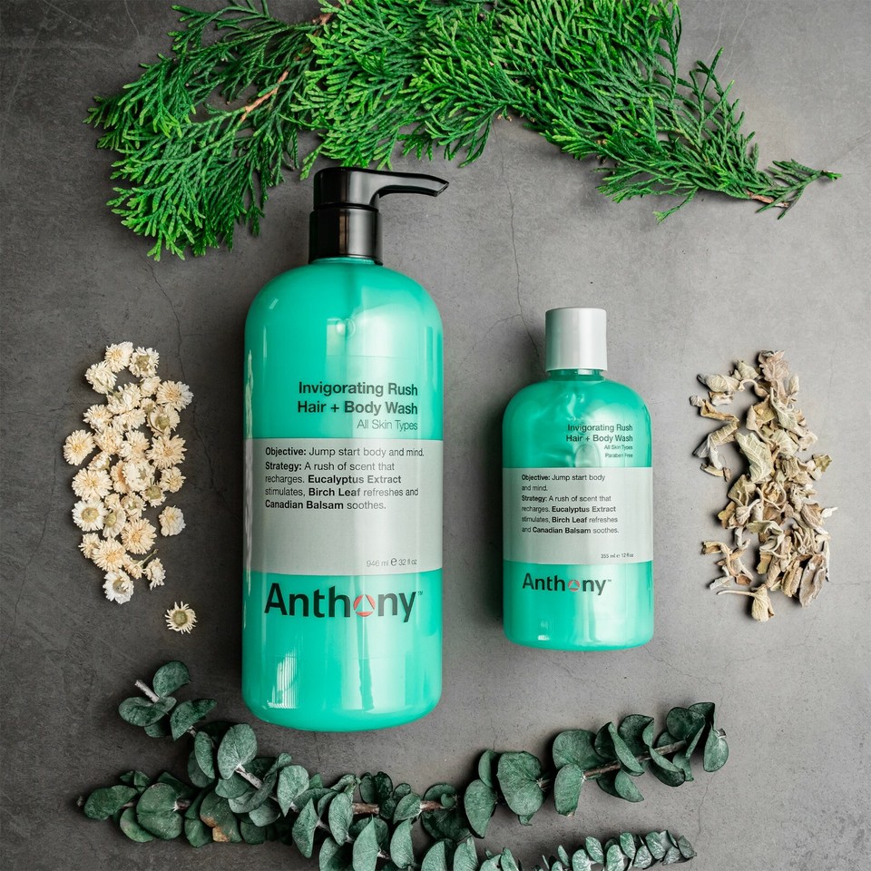 Anthony Invigorating Rush Hair and Body Wash, 32 Fl Oz, Contains ...