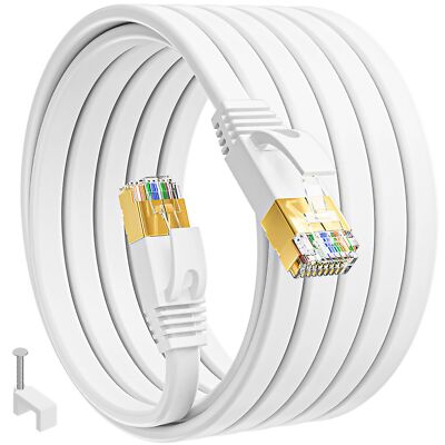 Cat 7 LAN Kabel 20 Meter Wlan Kabel 20m Weiß Netzwerkkabel Dünn High ...
