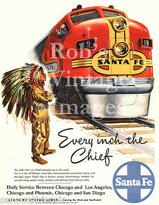 Santa Fe Railroad Little Chief Super Chief Ad Train Poster Chicago LA ...