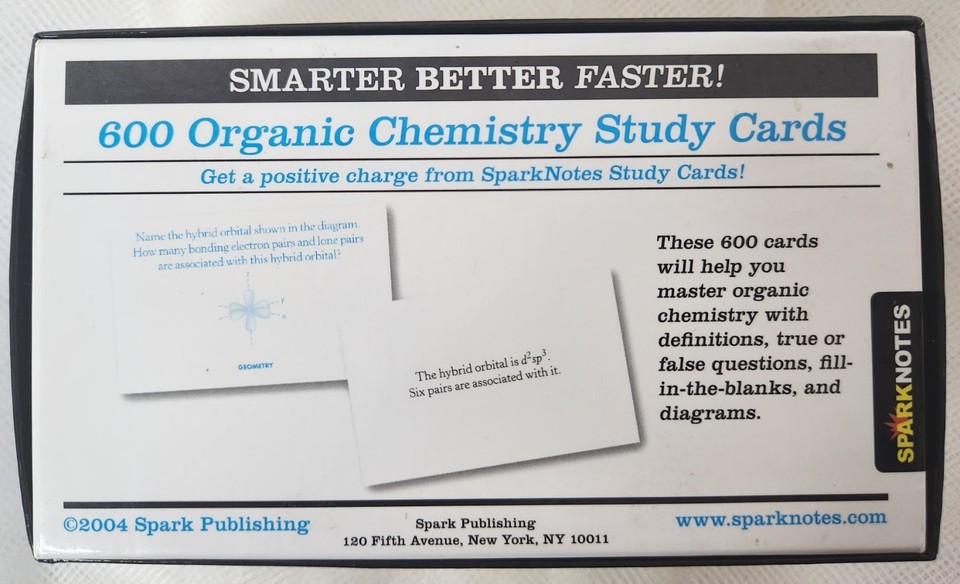 SparkNotes Study Cards - Organic Chemistry-600 Cards - New | eBay