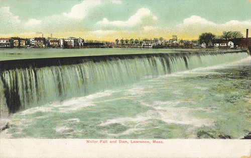 Postcard Water Fall & Dam ~ Lawrence Massachusetts | eBay