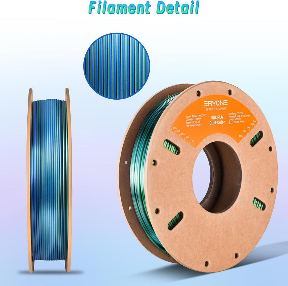 PLA Silk Shiny 3D Printer Filament 1.75Mm, Dual Silk PLA Filament ...