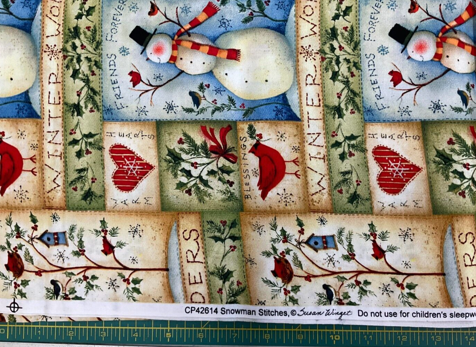 SUSAN WINGET - SNOWMAN STITCHES #CP42614-PATCHWORK-- 1 1/2 YARDS | eBay
