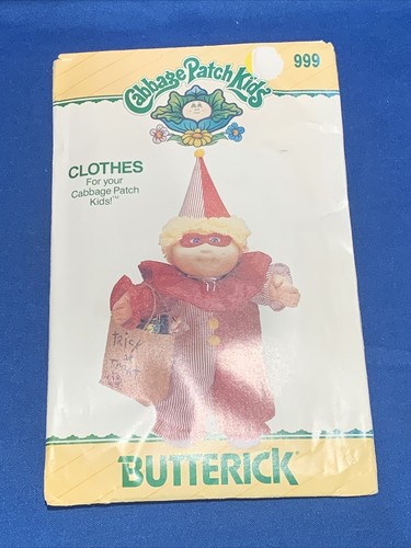 Uncut Butterick Cabbage Patch Kid 16" Dolls Halloween Clown Costume ...