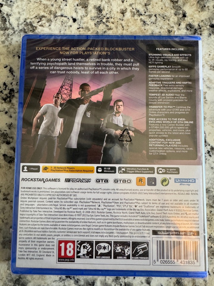 Grand Theft Auto V PS5 Brand New Factory Sealed PlayStation 5 GTA | eBay