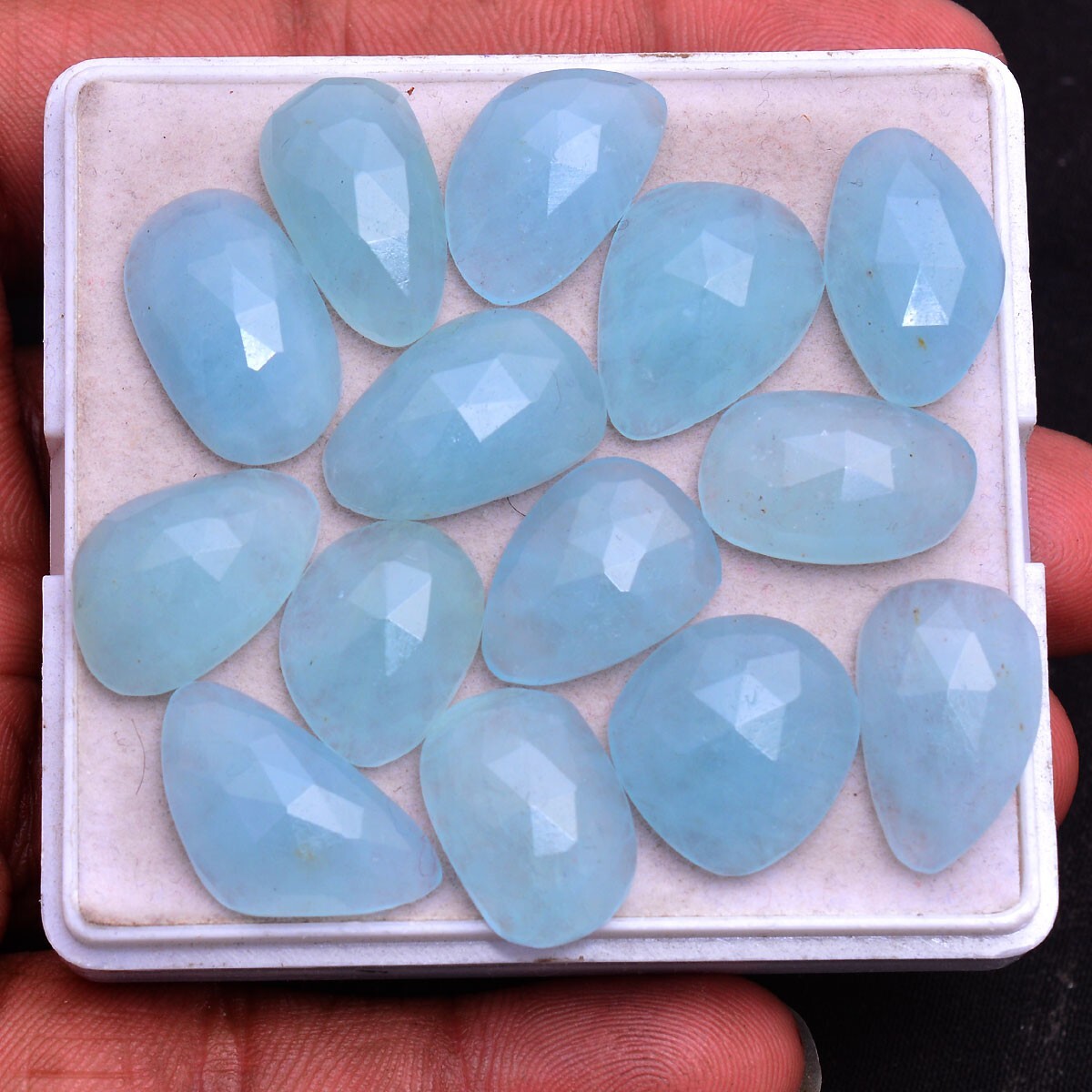 14 Pcs Natural Aquamarine Untreated Checker Cut 16mm-22mm Loose ...