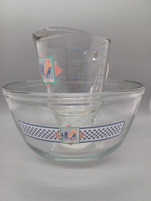 Vintage Anchor Hocking Hallmark Rooster Bowl And Measuring Cup Set 2 ...