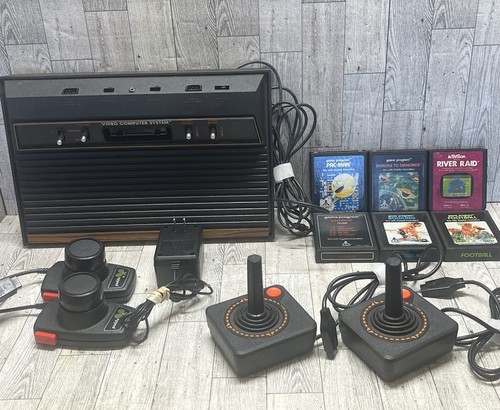VINTAGE ATARI CX2600 CONSOLE with POWER SUPPLY, GAMES AND ACCESSORIES ...