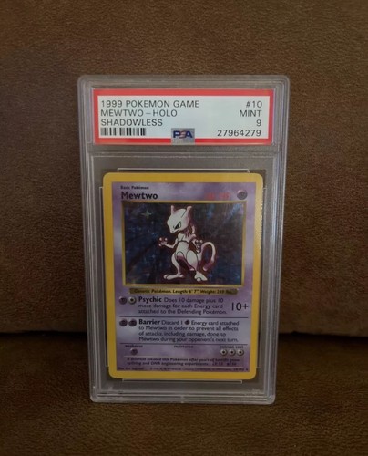 PSA 9 MINT - Pokemon MEWTWO Base Set SHADOWLESS Edition HOLO RARE 10/ ...
