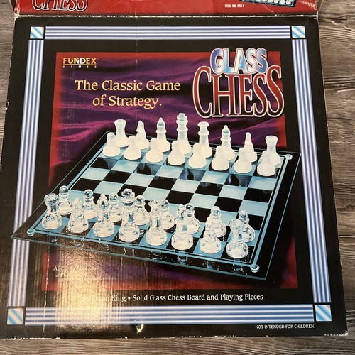 Fundex 5511 Clear and Frosted Etched Glass Chess Set. 14”x14” Board 45802551107| eBay