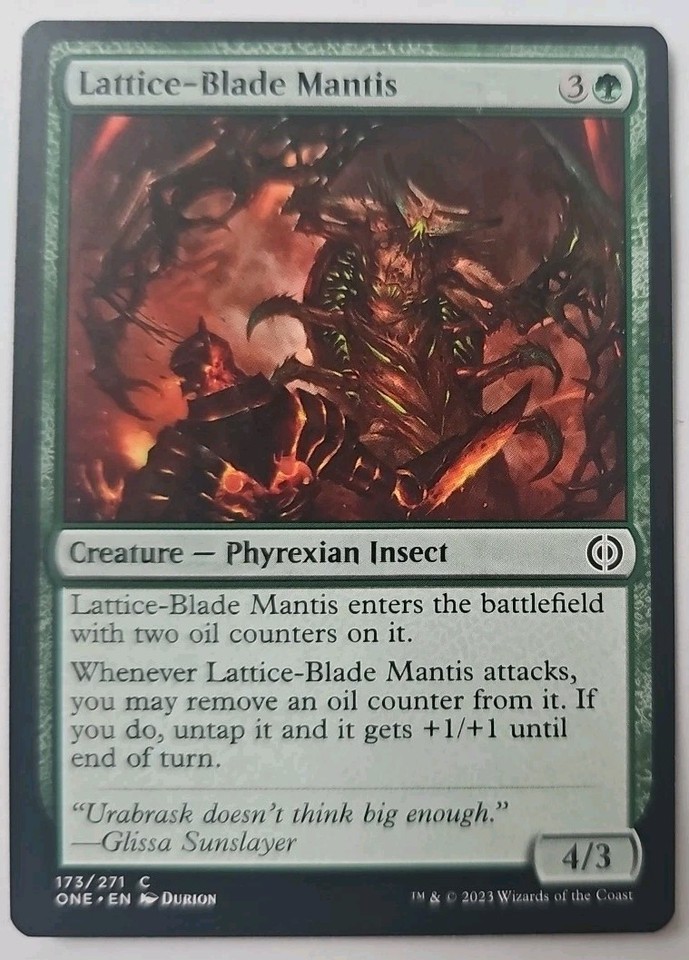 MTG Magic The Gathering Card Lattice-Blade Mantis Creature Phyrexian ...
