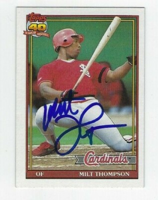 Milt Thompson Autographed 1991 Topps Signed Baseball Card #63 Cardinals ...
