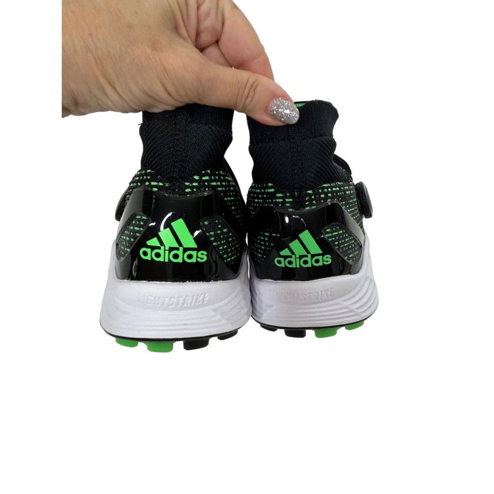 Adidas Men’s BOA Golf Shoes 9.5 Black Green Triple Bar Logo Boost Spike ...