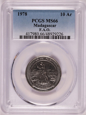 1978 Madagascar 10 Ariary FAO Nickel Coin Km# 13 PCGS MS 66 | eBay