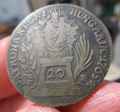 1765 SILVER AUSTRIA HUNGARY MARIA THERESIA 20 KRAJCZAR MADONNA & CHILD ...