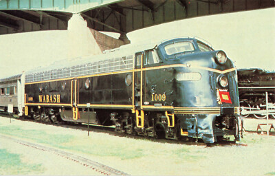 Postcard Train Wabash No 1009 Locomotive E-8 Roanoke Transportation ...
