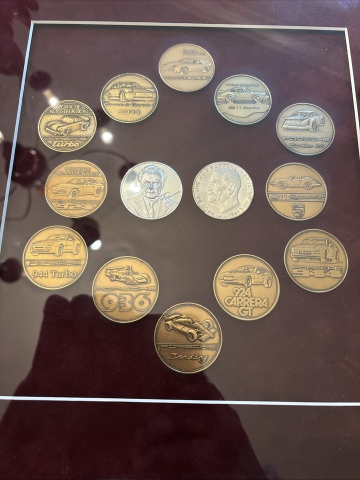Porsche Framed 14 Porsche Coins Extremely Rare Dr ING 1951 Porsche ...