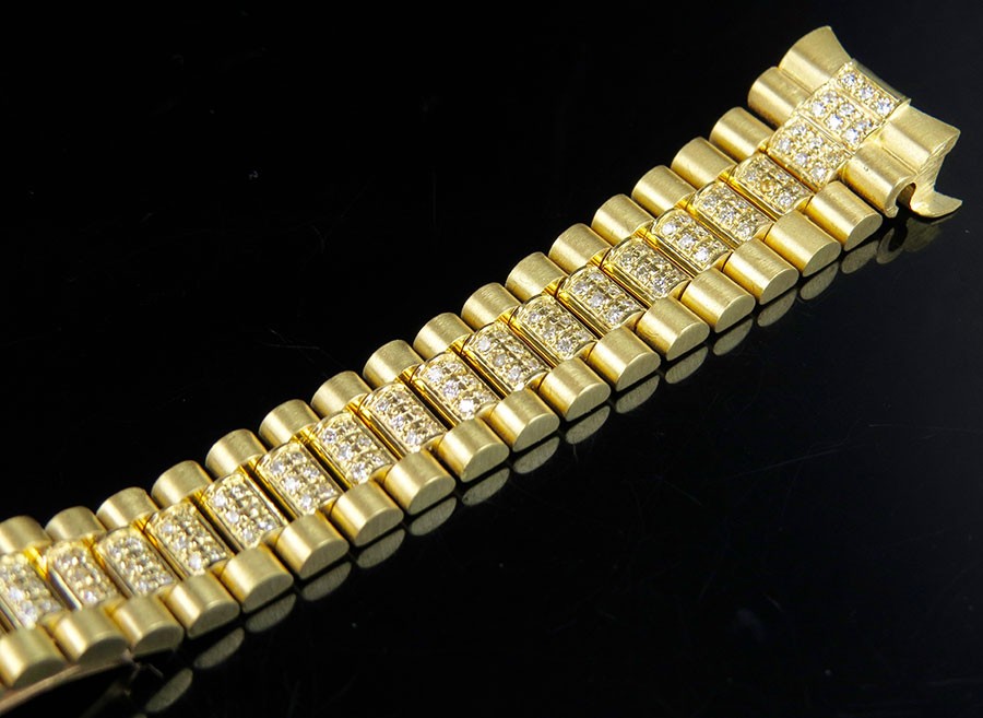 Ladies President Diamond Watch Band for Rolex Day-Date in 18K Yellow ...