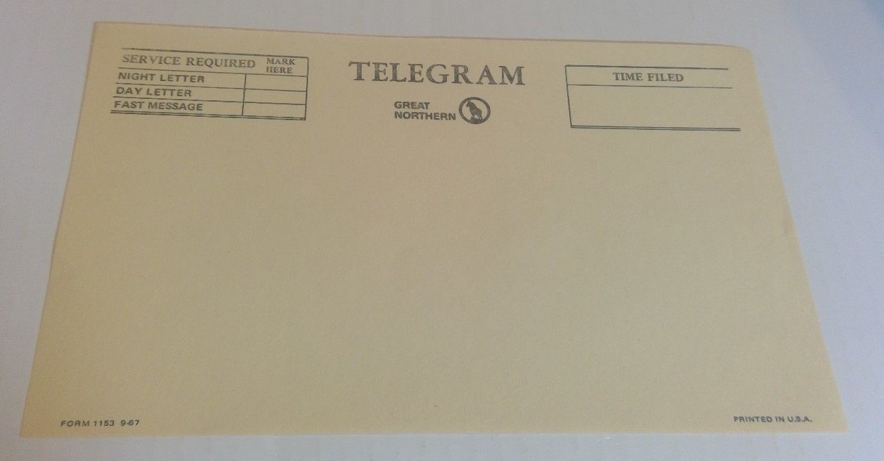 VINTAGE GREAT NORTHERN RAILWAY TELEGRAM GNRY RAILROAD LETTER MAIL ROCKY ...