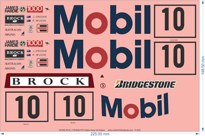 Mobil #10 Holden Race Car Decals - 1/18 - Water Decal | eBay