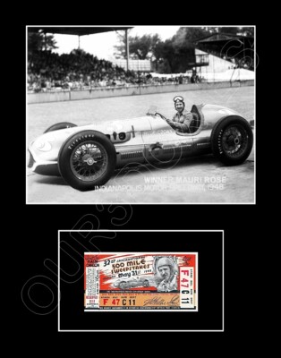 Mauri Rose 1948 Indy Winner 11X14 Matted Display Indianapolis 500 FREE ...