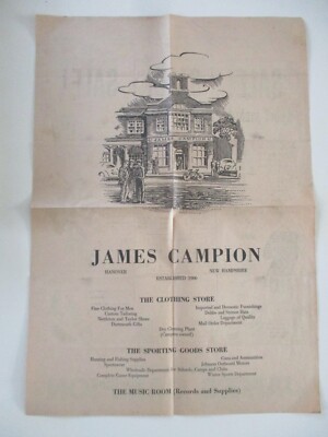 1948 poster size advertisement JAMES CAMPION THE DARTMOUTH Sale HANOVER ...