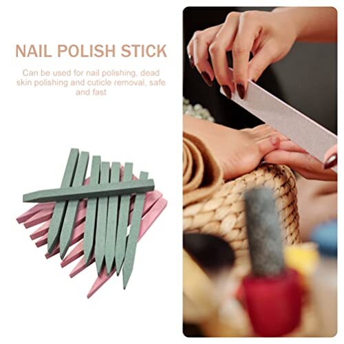 12 Pieces Nail File Nail Pumice Stone Stick Nail Cuticle Pusher Stone ...