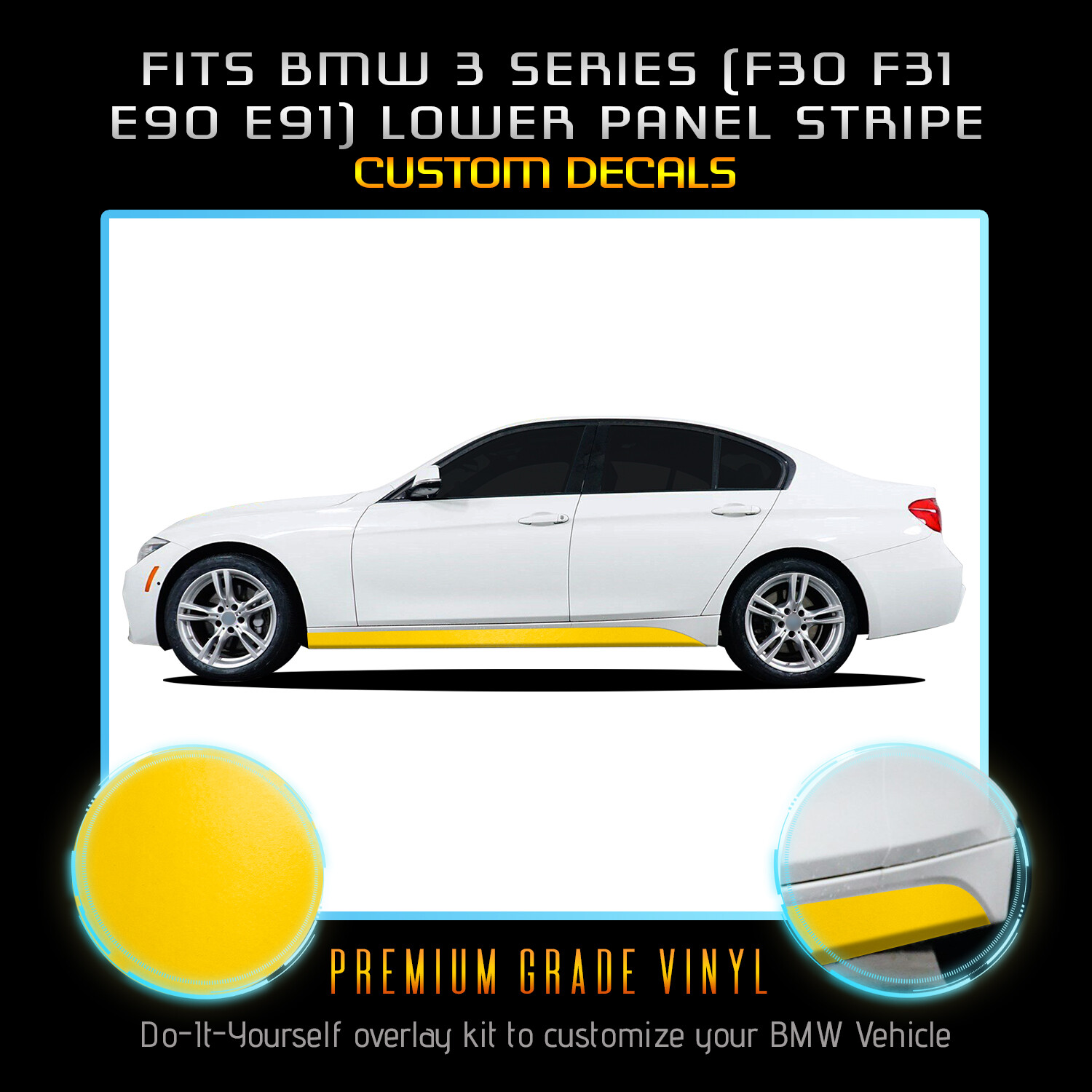 Fit 2007-2019 BMW 3 Series F30 F31 E90 E91 Panel Door Stripes Overlay ...