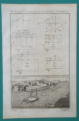 BRIDGE Construction Theory View of Flying Bridge - 1778 Antique Print ...