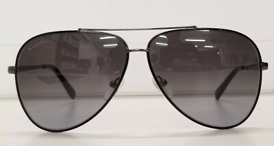 New Salvatore Ferragamo SF131S Blk/Gun DoubleBridge Aviator Sunglasses ...
