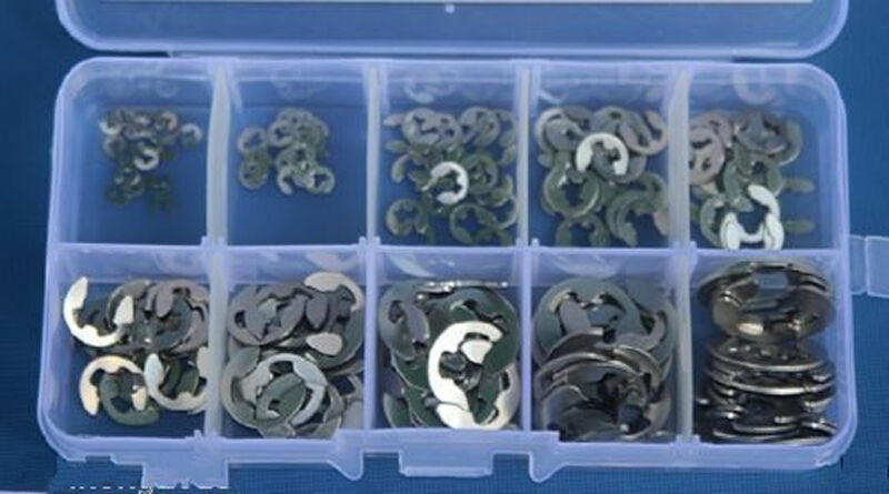 200Pcs Stainless Steel E-Clip Assortment Kit 1.5 2 3 4 5 6 7 8 9 10 mm ...