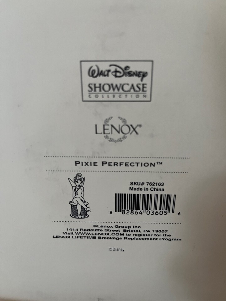 Lenox Disney Pixie Perfection Tinker Bell Thread Spool Figurine In Box ...