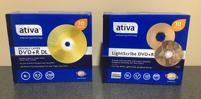 Ativa Double Layer DVD+R DL 10 Pack AND Ativa DVD +R 10 pack BOTH PACKS ...