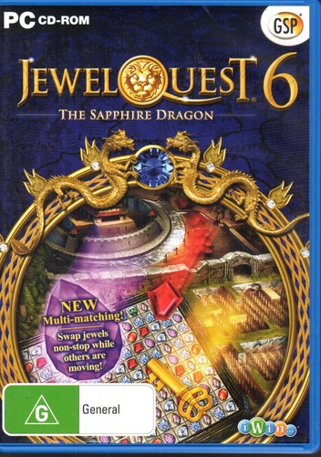 JEWEL QUEST 6 The Sapphire Dragon PC CD-ROM GEM MATCHING GAME GSP Games ...