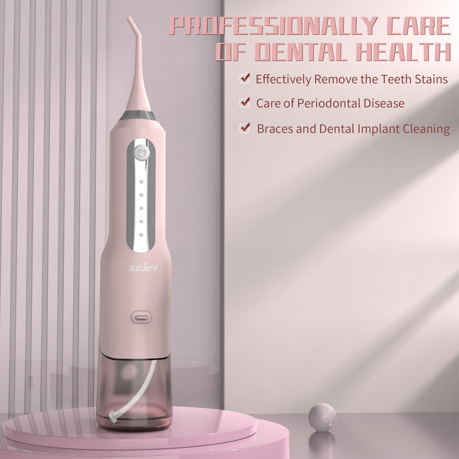 SEJOY Cordless Water Flosser Dental Oral Irrigator Floss Water Pick ...