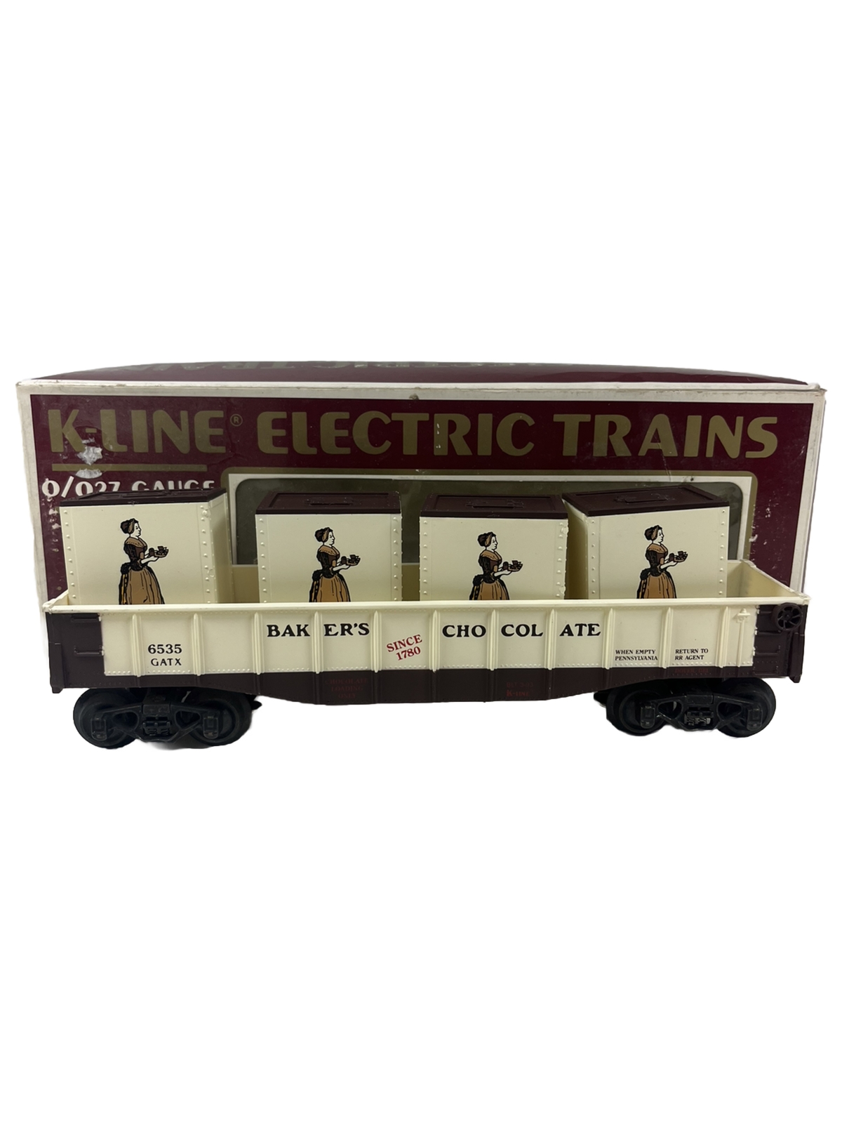 K-Line O/27 Gauge Electric Trains K6535 Gondola Bakers Chocolate W 4 ...