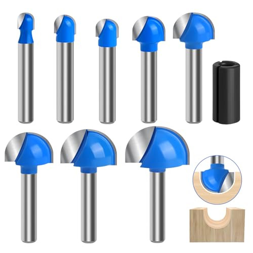 Core Box Router Bit Set, 8Pcs Solid Carbide 1/4 Inch Shank Woodworking ...