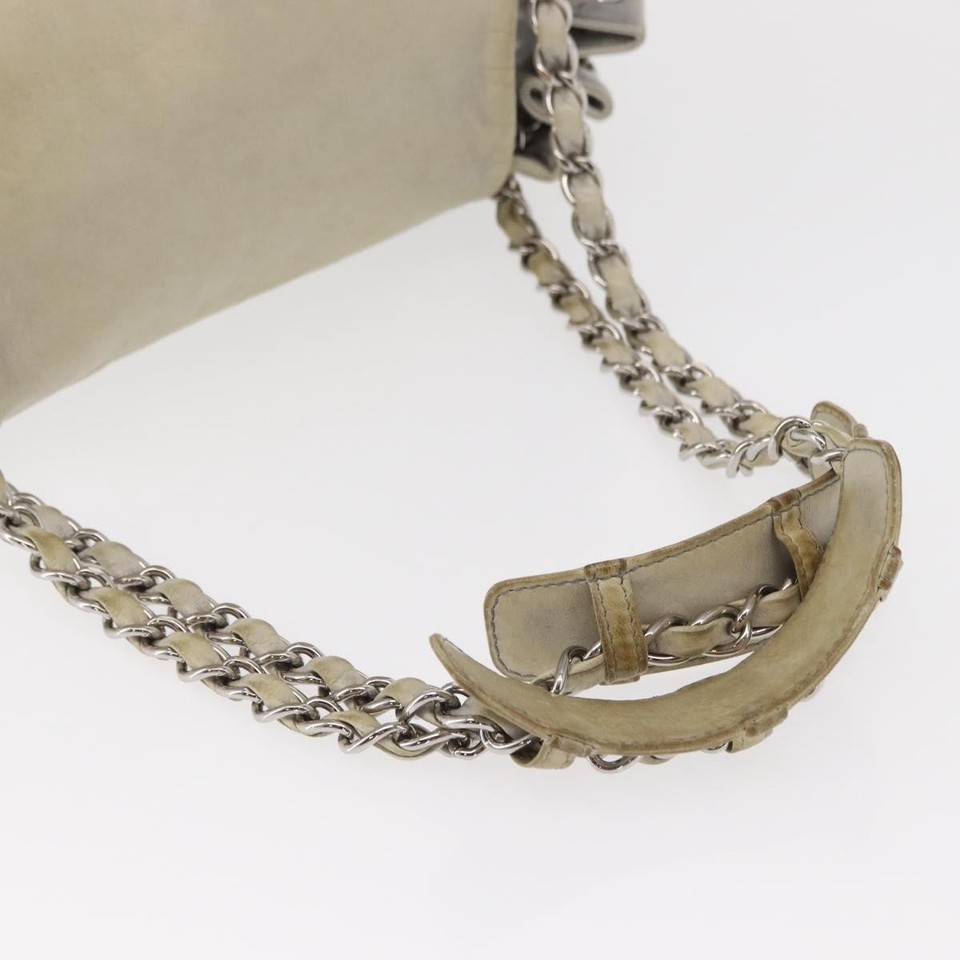 CHANEL COCO Mark Chain Shoulder Bag Leather Gray Silver CC Auth 157276 ...