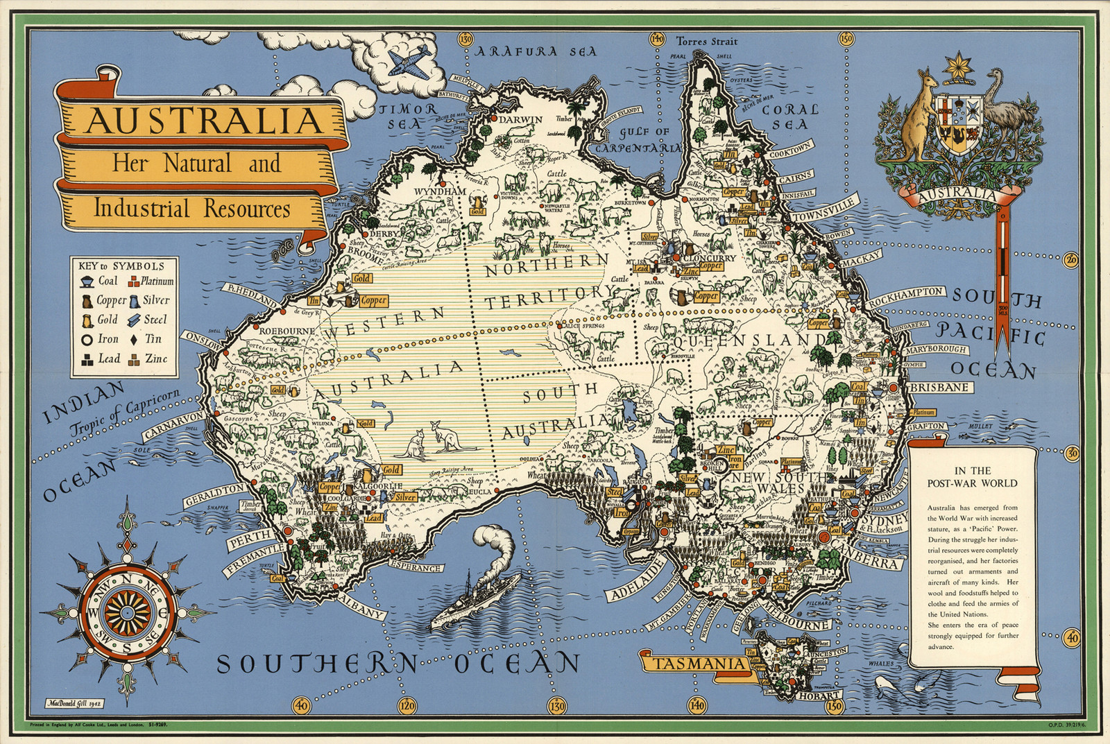 Decorative Pictorial Map of Australia Wall Art Poster Print Vintage ...