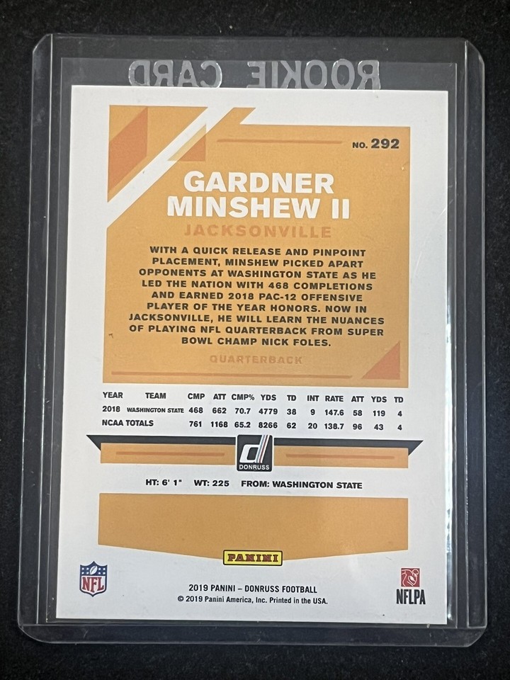 2019 Donruss Gardner Minshew II Red Press Proof Rookie RC #292 Jaguars ...