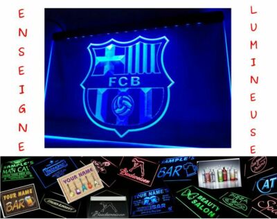PANNEAU ENSEIGNE LUMINEUSE FC BARCELONE BARCA FOOTBALL BAR PUB CAFE ...