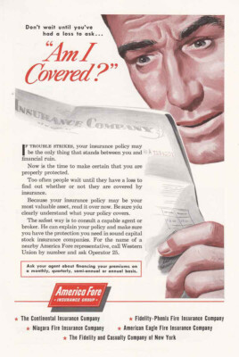 1955 America Fore Insurance: Am I Covered Vintage Print Ad | eBay