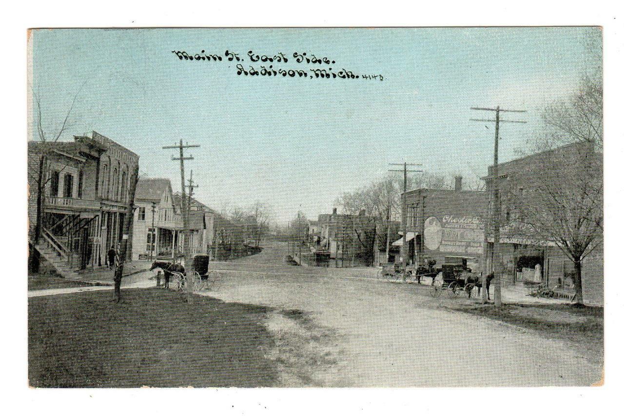 MI - ADDISON MICHIGAN 1909 Postcard EAST SIDE of MAIN STREET | eBay