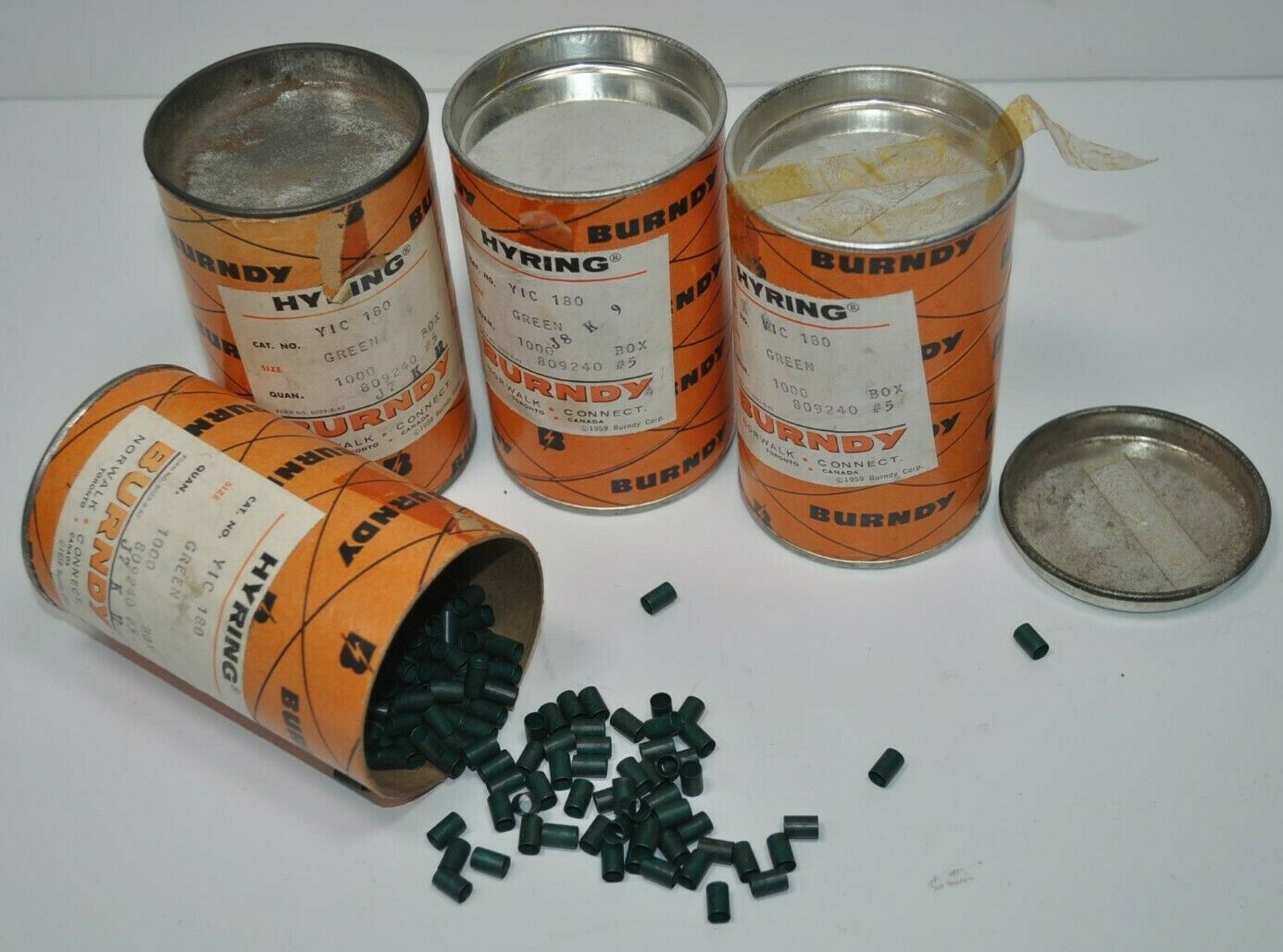 NOS Lot of 3000+ Burndy Hyring YIC180 Green Cable Ferrules NSN: 5940-00 ...