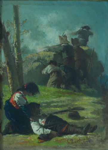 Giovanni Ponticelli Painting Antique Naples Robber Landscape Italy ...