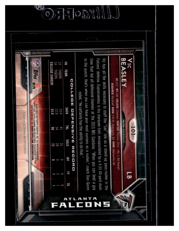 2015 Topps Chrome Green Refractor #101 Vic Beasley RC | eBay