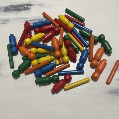 Vintage Wood Colored Game Pieces Pegs 45 Pieces | eBay