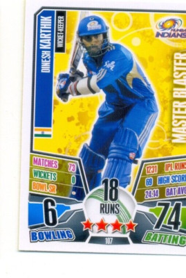 2013-2014 IPL - card 107 - Mumbai Indians player - Dinesk Larthik | eBay
